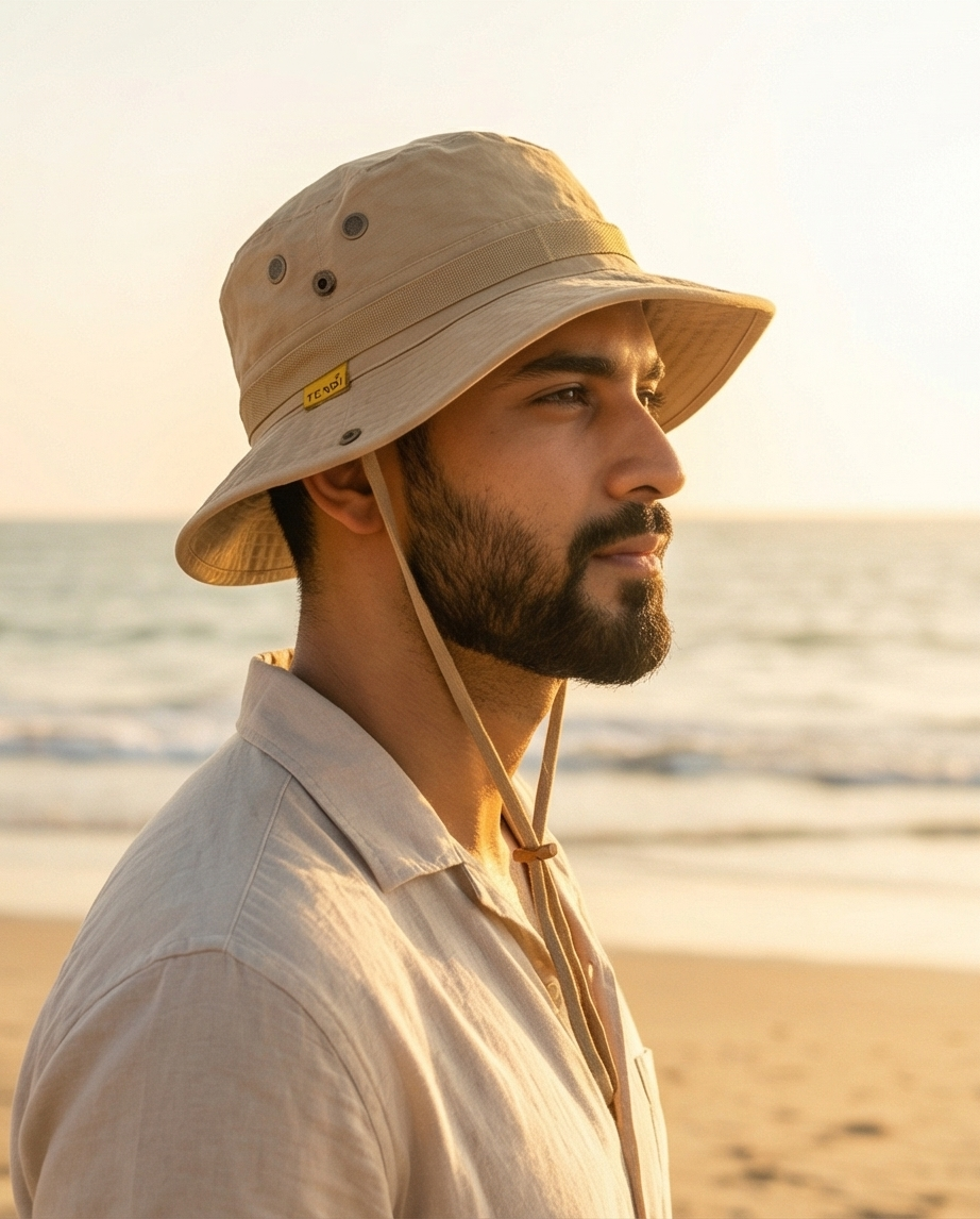 Khaki / Beige Floppy Hat For Men & Women | Outdoor Sun Protection | UV